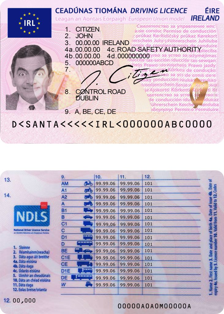 Fake Ireland Driver License Template | PSD Layer-Based | Editable Documents