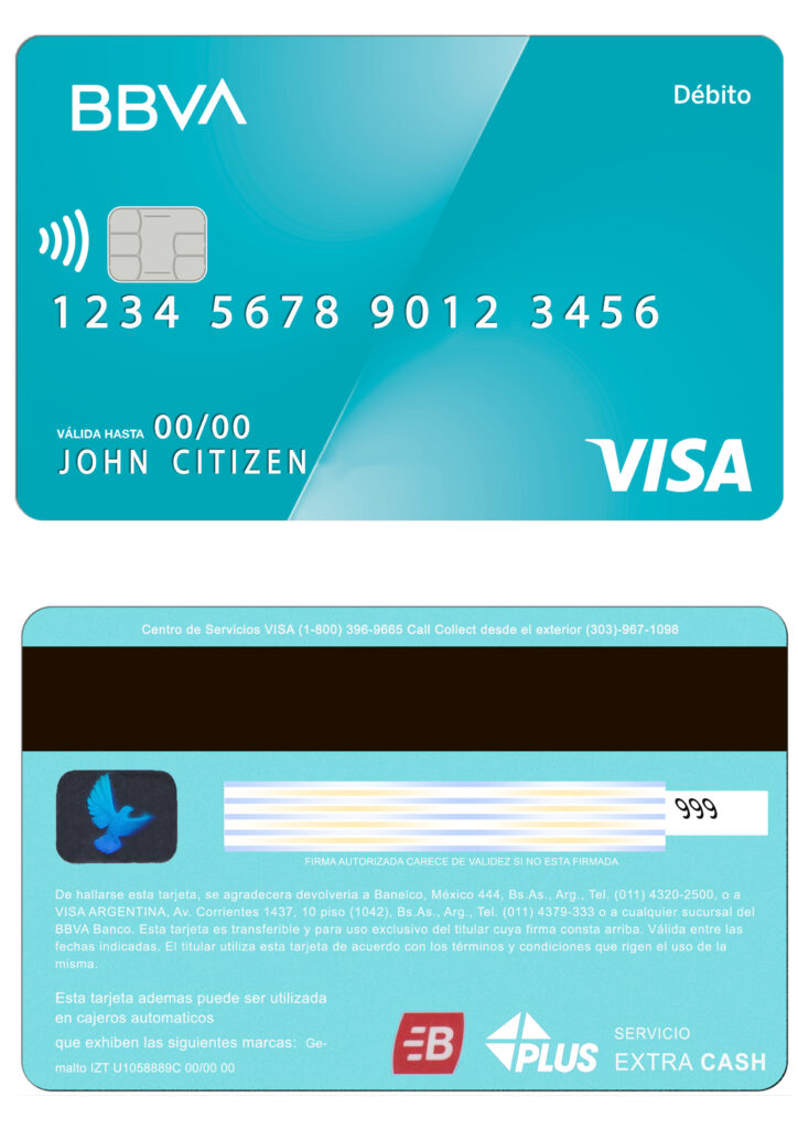 Fillable Argentina BBVA bank visa debit card Templates | Layer-Based ...