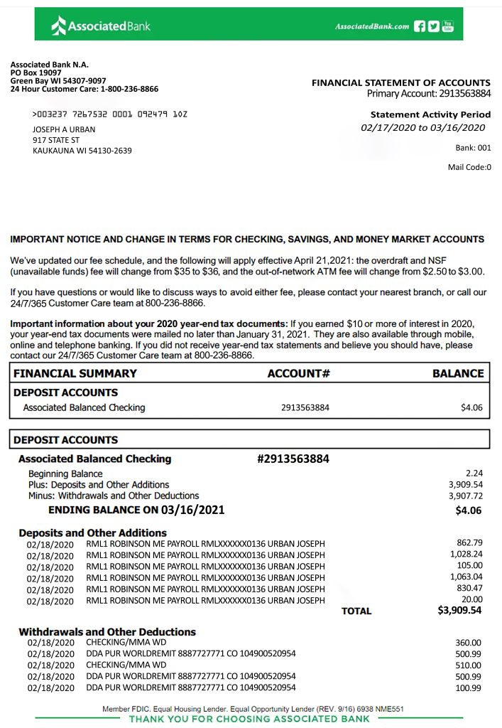 Fake Associated Business Bank Statement | Editable Documents